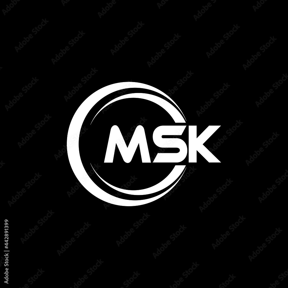 Vettoriale Stock MSK letter logo design with black background in ...