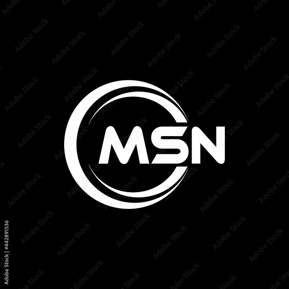 MSN letter logo design with black background in illustrator, vector ...