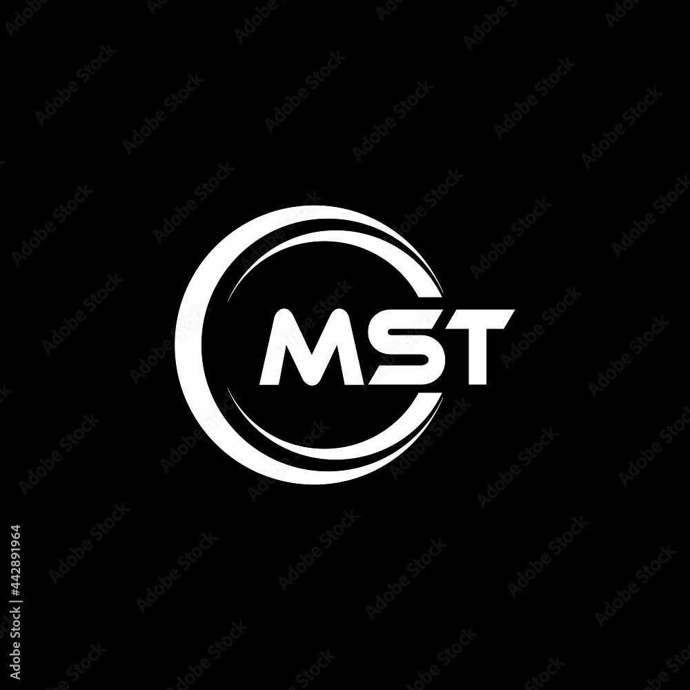 Vetor do Stock: MST letter logo design with black background in ...