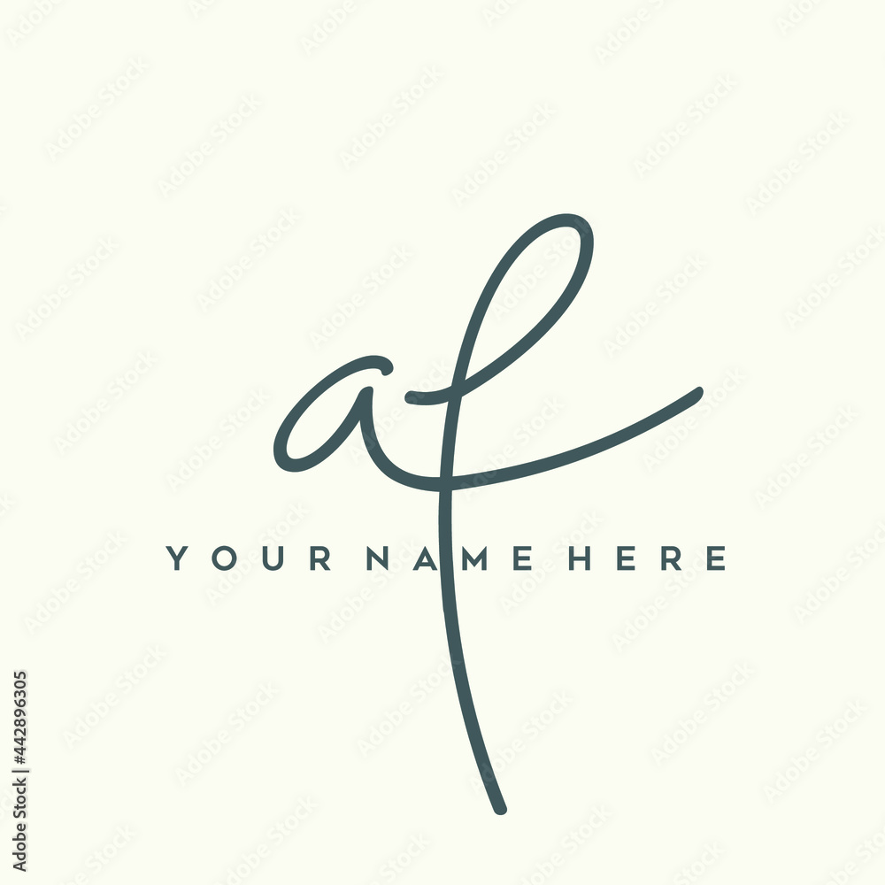 AF monogram logo.Calligraphic signature icon. Hand drawn lowercase ...