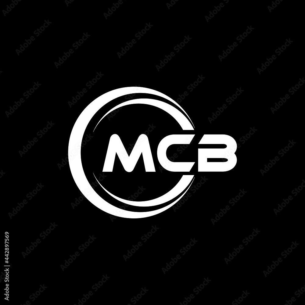 MCB letter logo design with black background in illustrator, vector ...