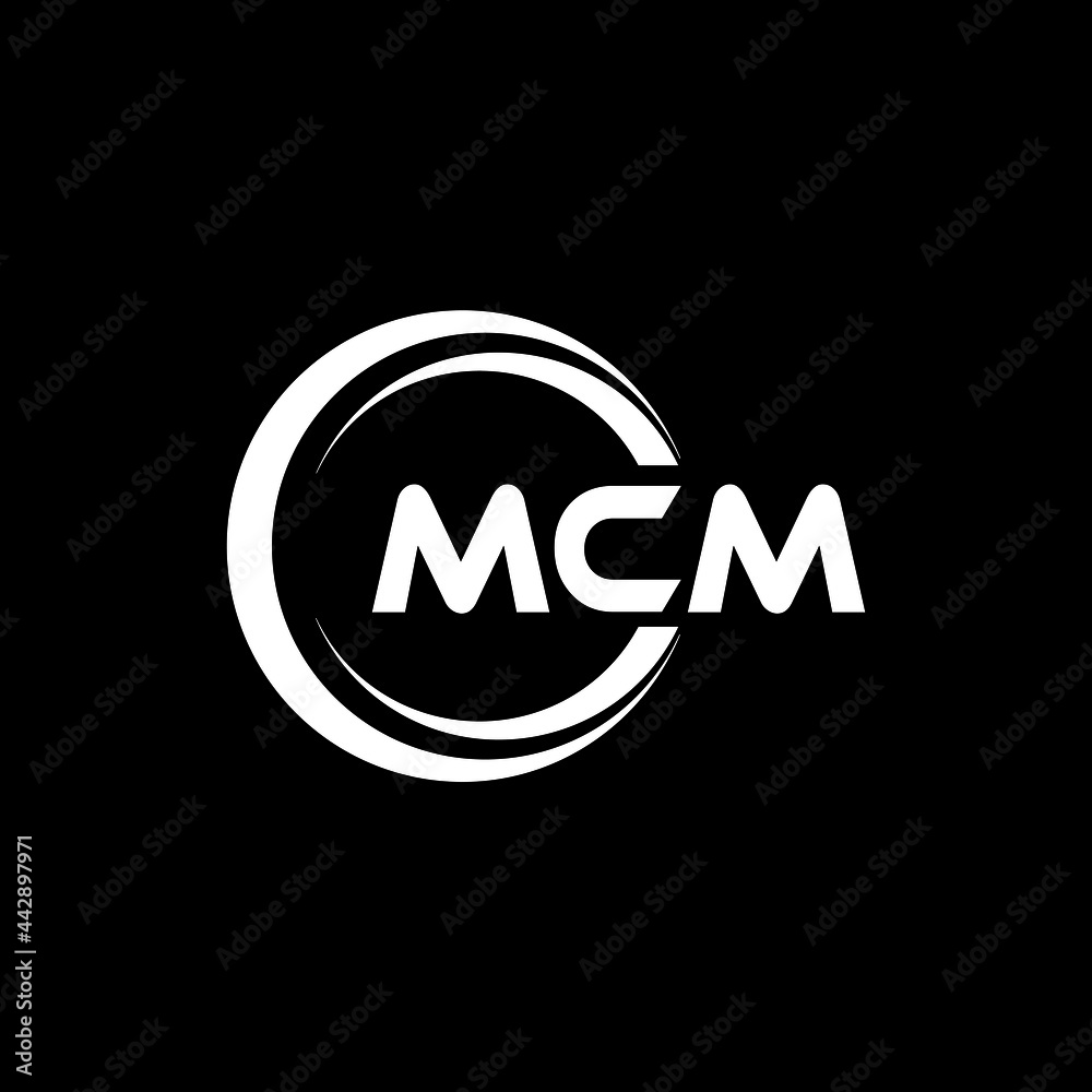 MCM letter logo design with black background in illustrator, vector ...