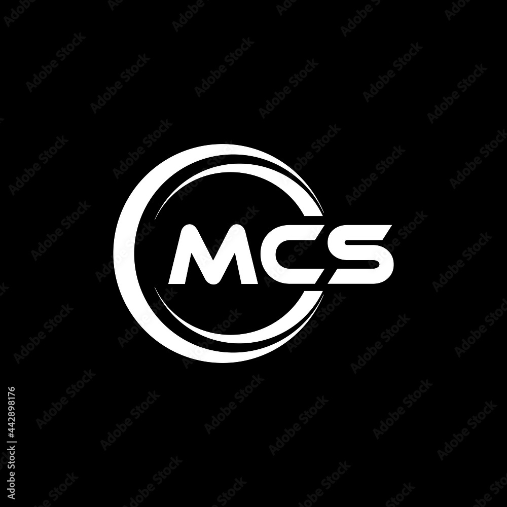 MCS letter logo design with black background in illustrator, vector ...