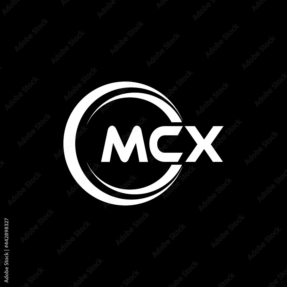 MCX letter logo design with black background in illustrator, vector ...