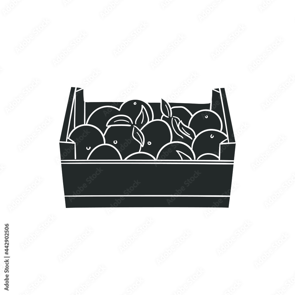 Fruit Box Icon Silhouette Illustration. Wood Container Vector Graphic ...