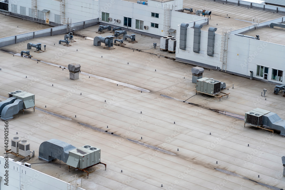 Exhaust vents of industrial air conditioning and ventilation units. Air ...