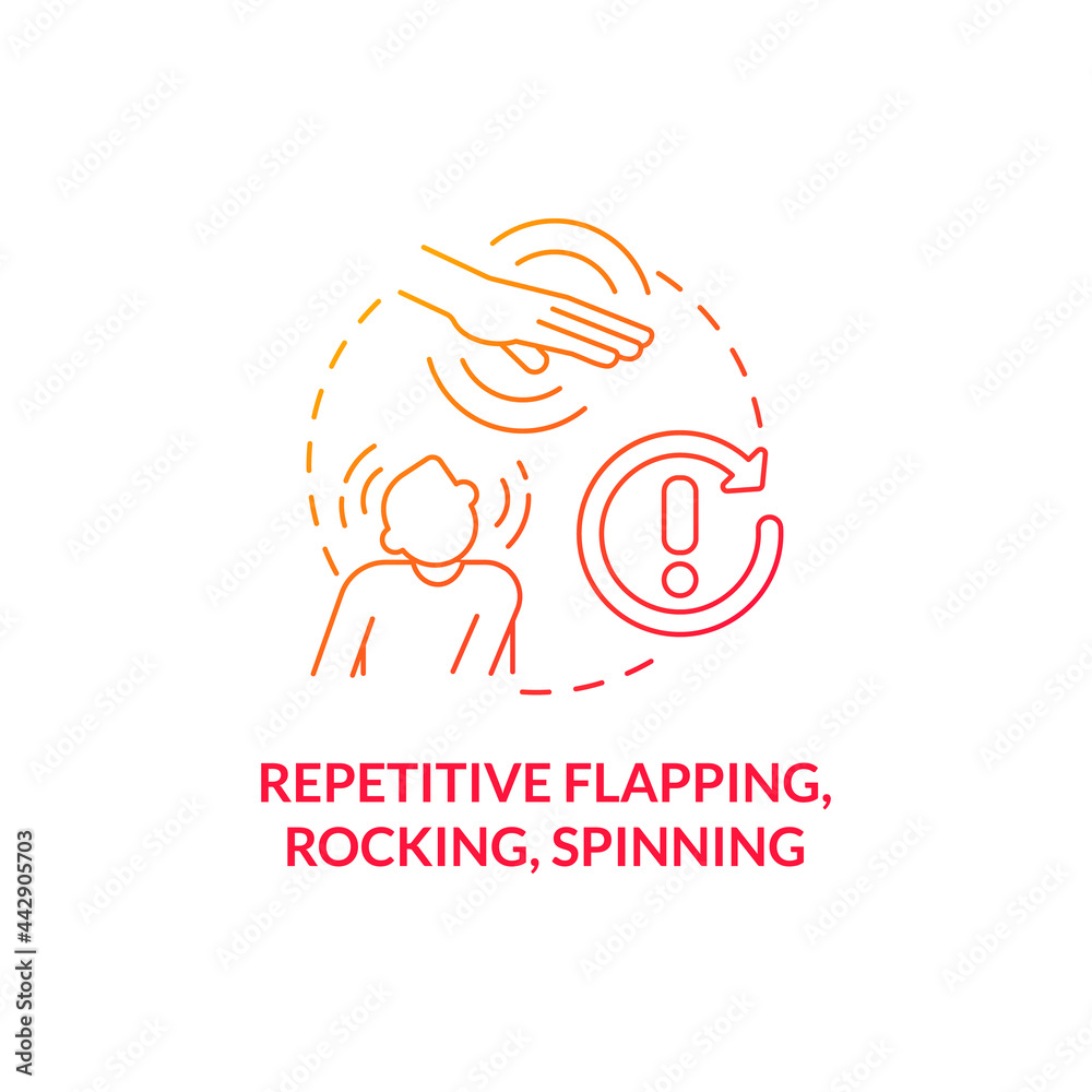 Vetor de Repetitive flapping, rocking, spinning concept icon. Autism ...