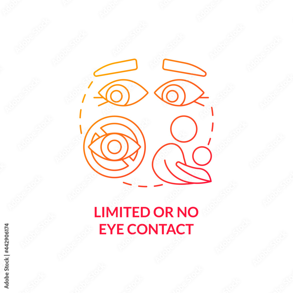 Limited and no eye contact concept icon. Autism sign abstract idea thin ...