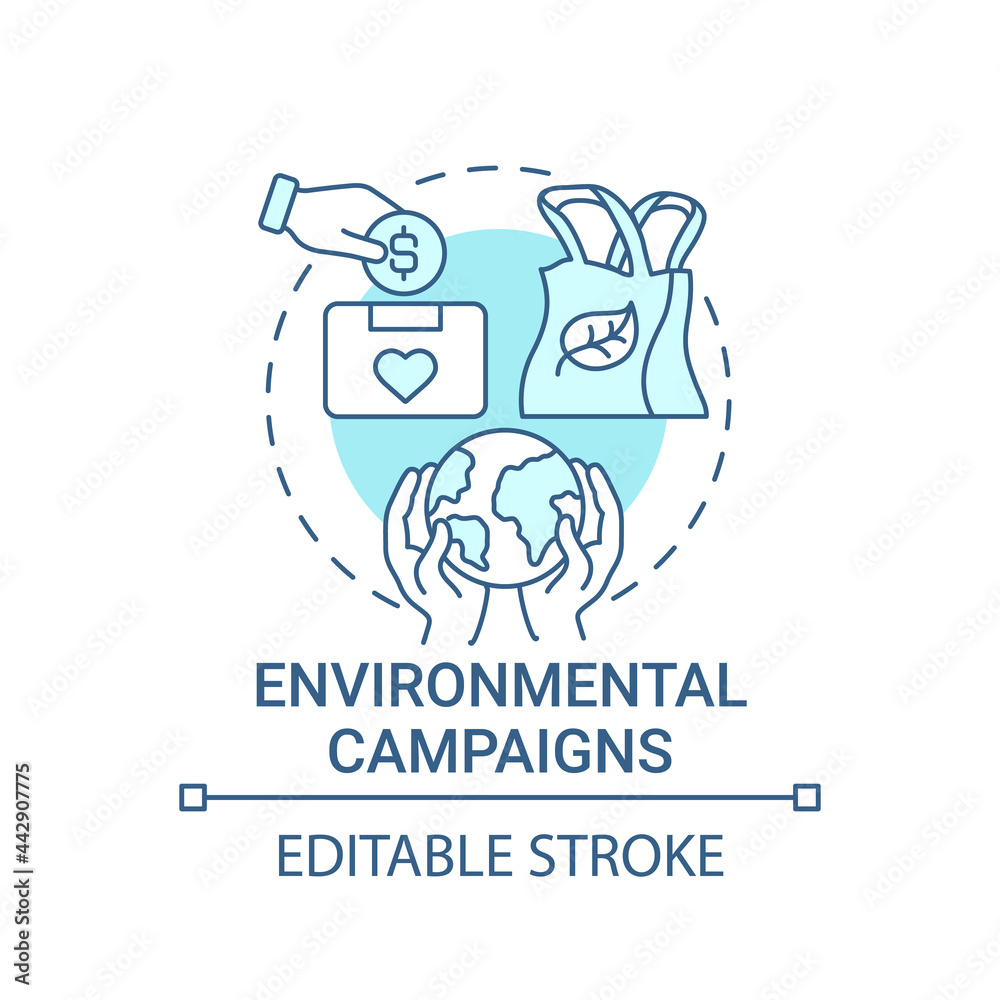 Environmental campaigns concept icon. Fundraising abstract idea thin ...