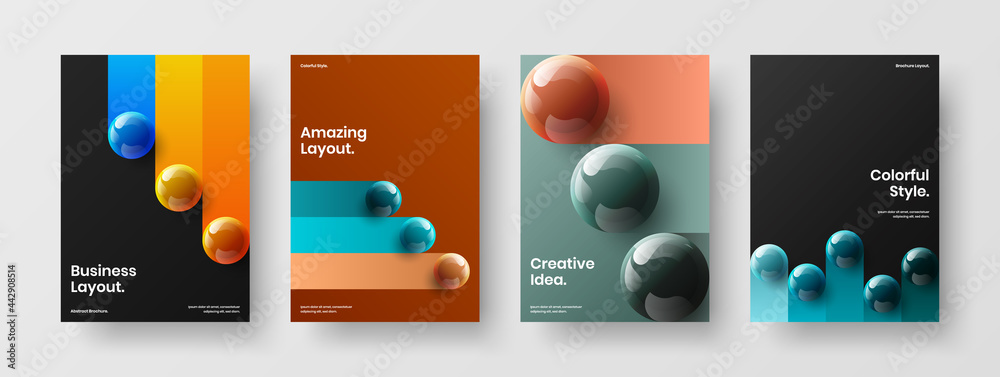 Colorful catalog cover A4 vector design concept bundle. Creative 3D ...