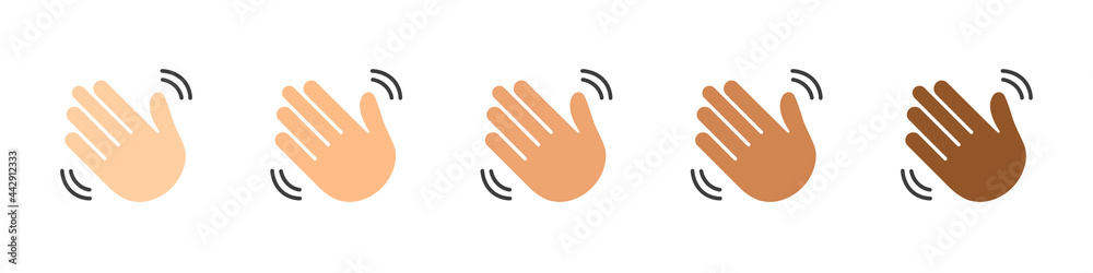 Set of waving hands isolated on white background. Hands of people of ...