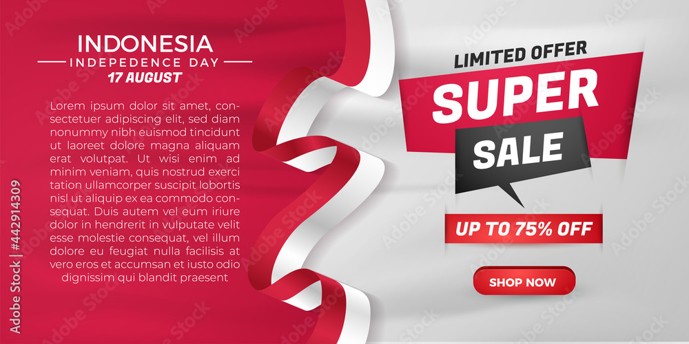 realistic red white podium display product for indonesian Merdeka sale ...