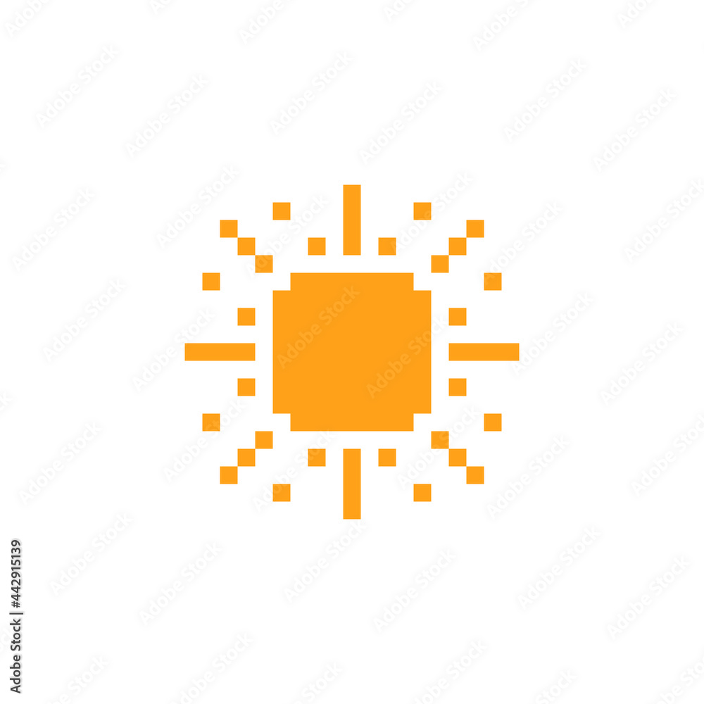 Sun sticker pixel art icon. Design for logo, web, mobile app, badges ...