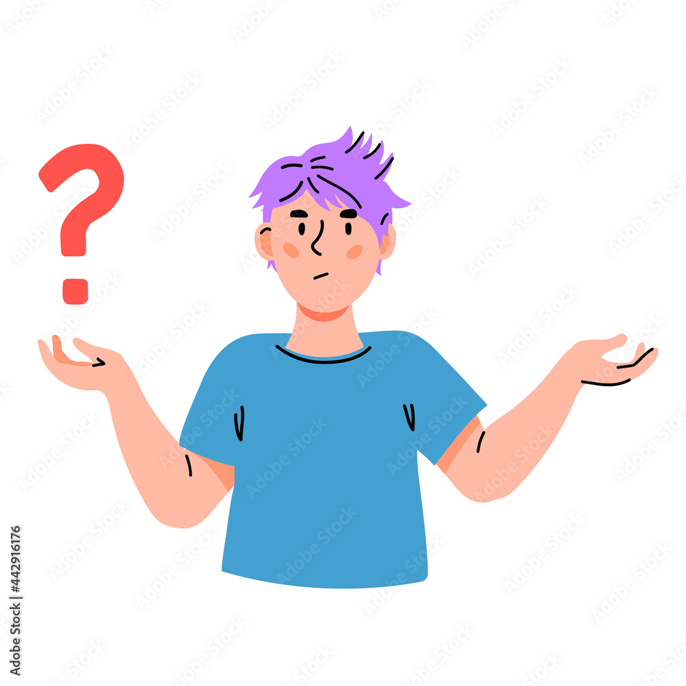 Confused child looking for answer to question. Thinking smart school ...
