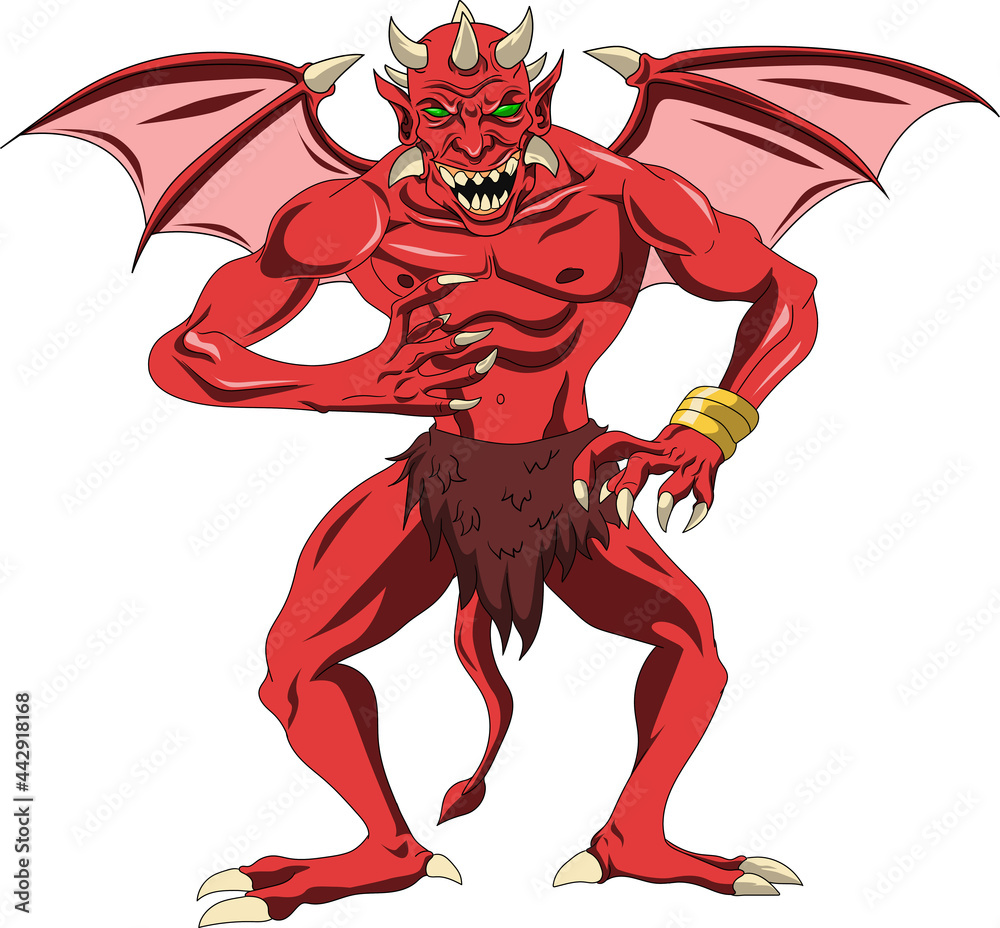 A winged red horned demon. A lesser ranked ogre-like devil in a ...