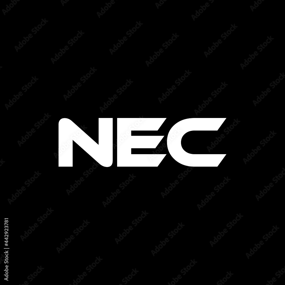NEC letter logo design with black background in illustrator, vector ...