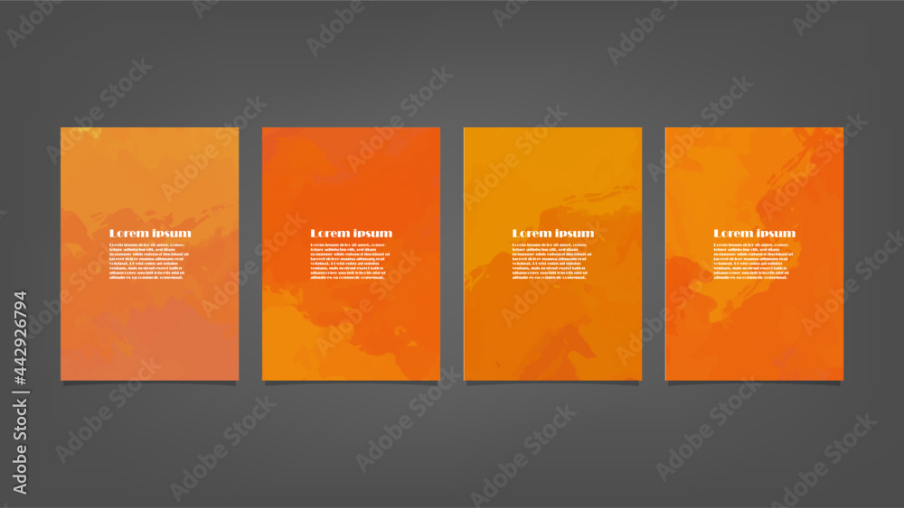 Set of orange vector watercolor backgrounds for poster, brochure or ...