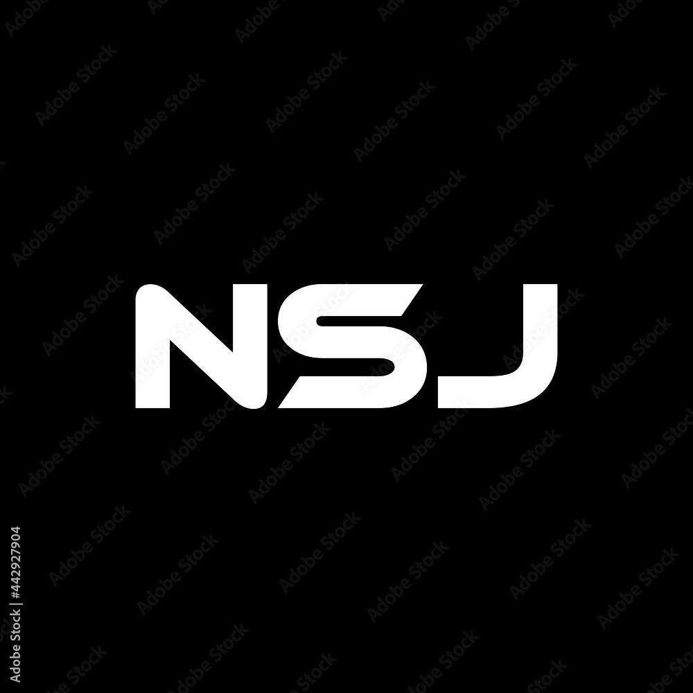 NSJ letter logo design with black background in illustrator, vector ...