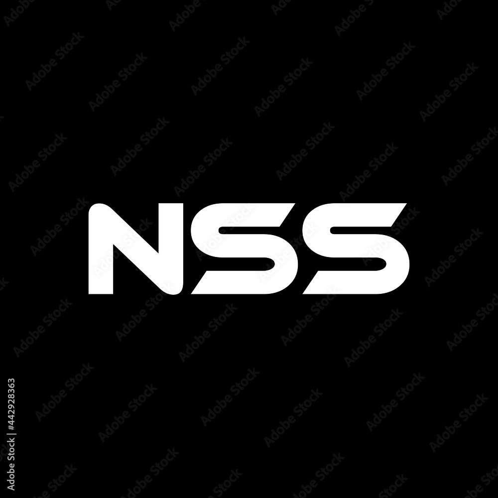 Vettoriale Stock NSS letter logo design with black background in ...