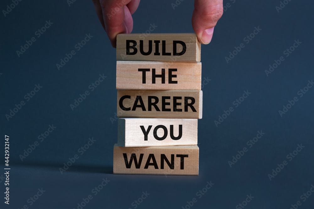 Build good career symbol. Wooden blocks with words 'build the career ...