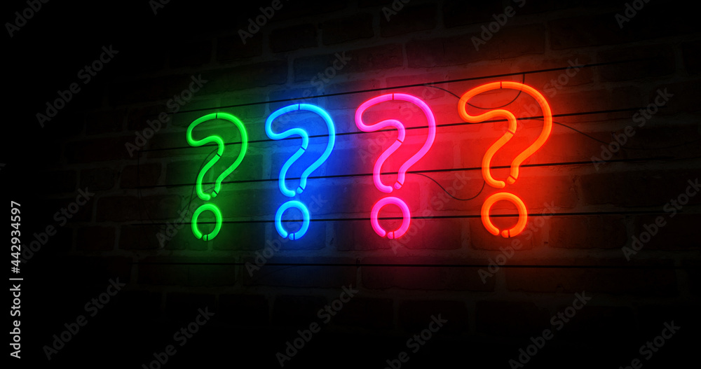 Question mark neon light 3d illustration Stock Illustration | Adobe Stock