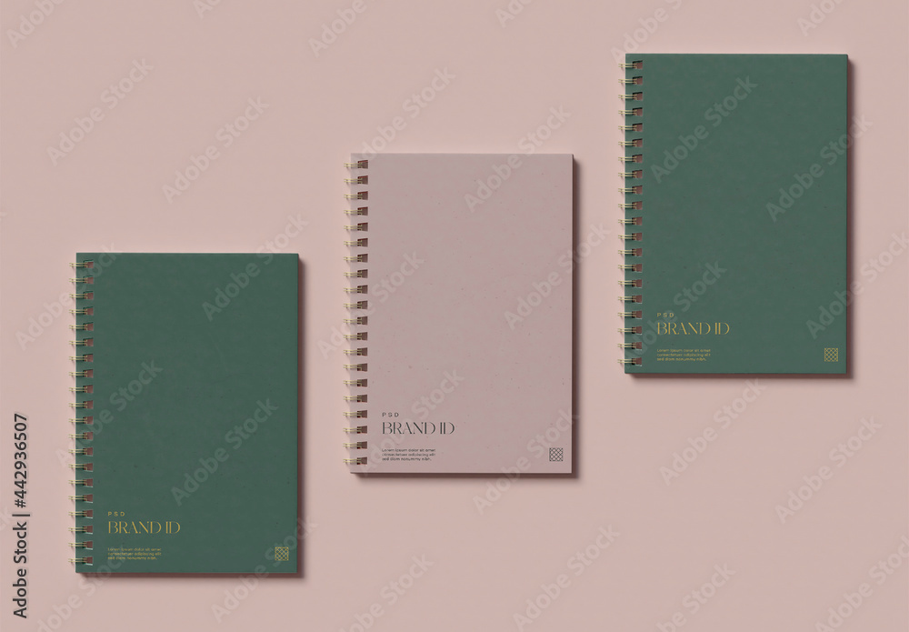 three Notebook Mockup Stock Template | Adobe Stock