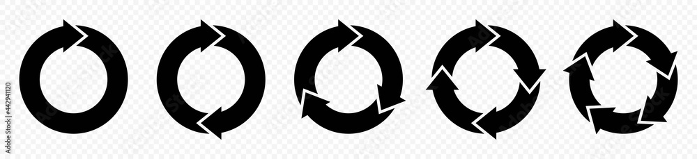 Circle arrows icon set. Round reload sign, repeat icon, rotate arrow ...