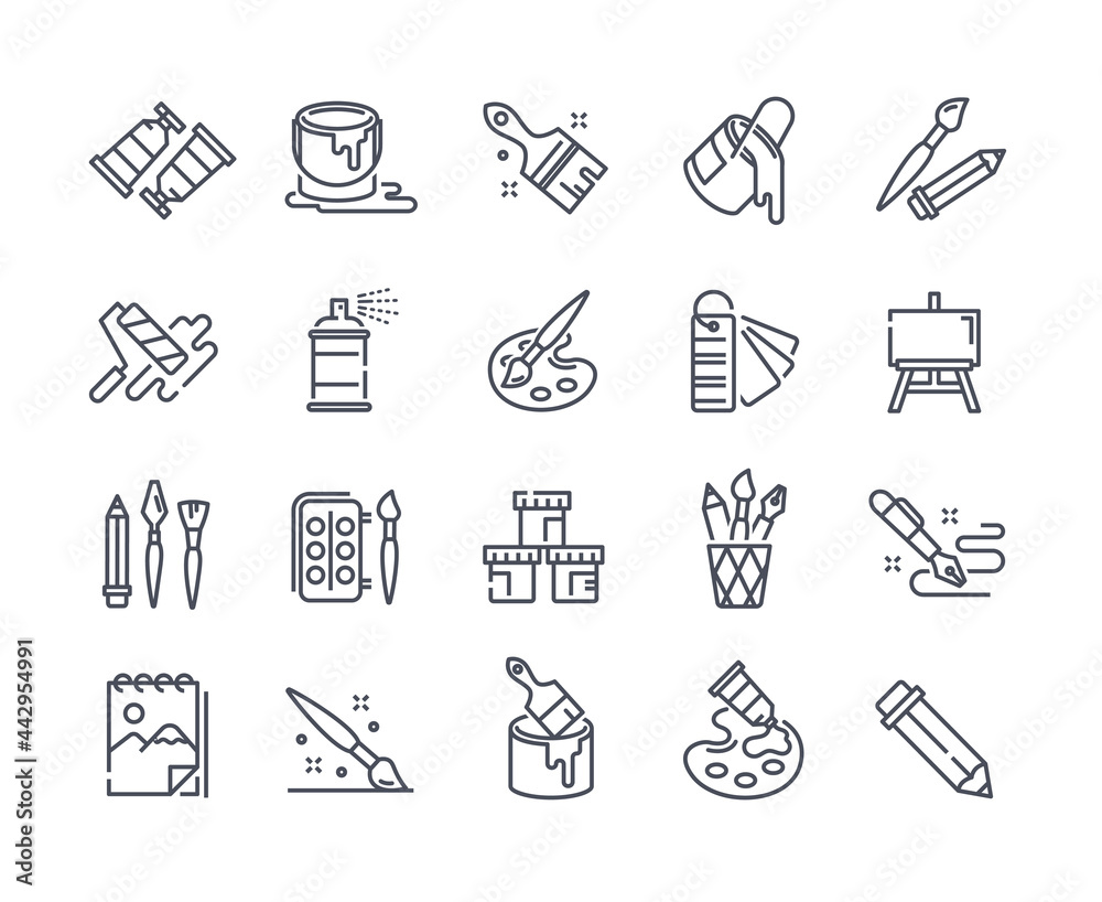 Large set of creativity, art and drawing icons Stock Vector | Adobe Stock