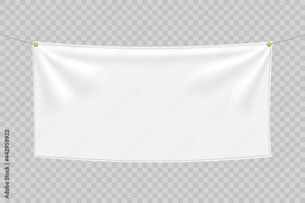 White textile banner with folds isolated on white background Stock ...