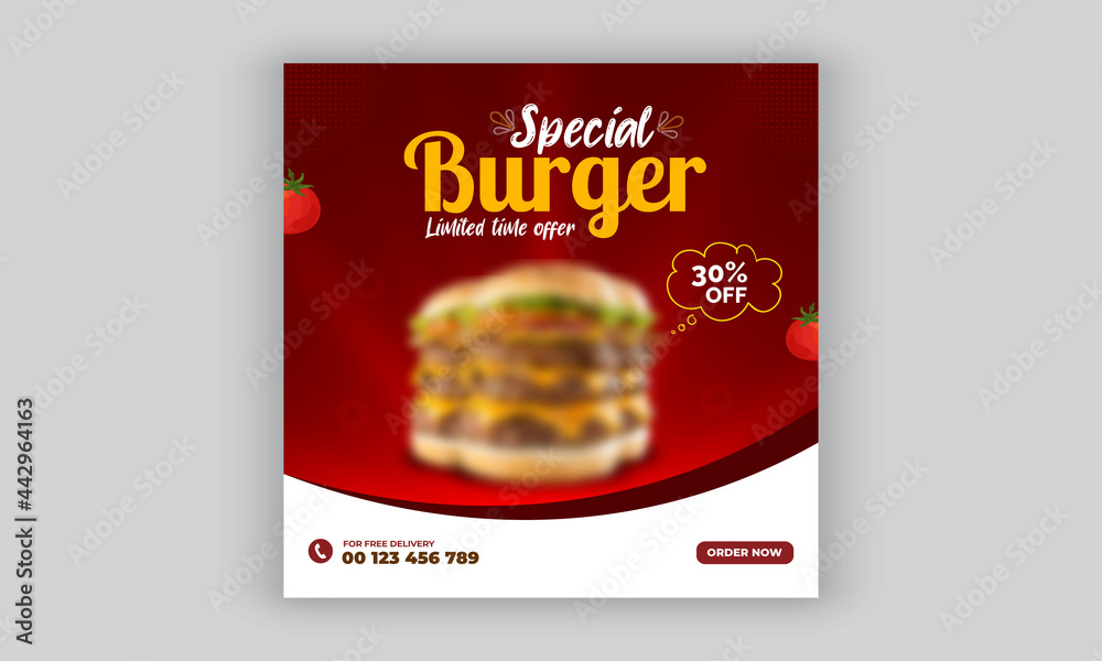 Editable Special burger and food menu instagram social media banner ...