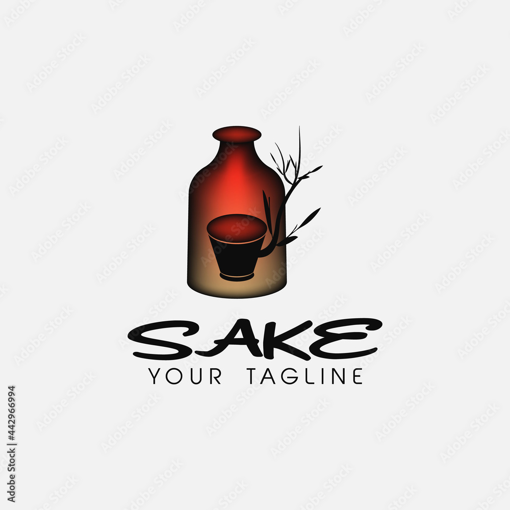 Japanese Sake Bottle Oriental, Japan Beverage Symbol Logo Design ...