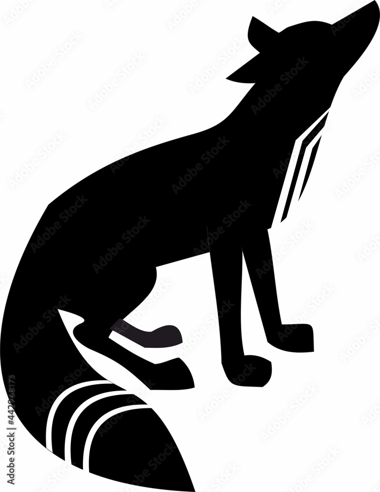 stylized fox in graphic style black and white fox drawing vector Stock ...