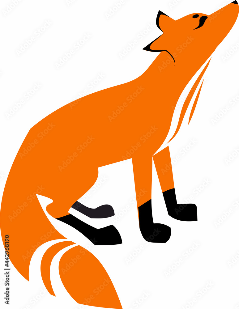 stylized fox in graphic style colour red fox drawing Stock Illustration ...