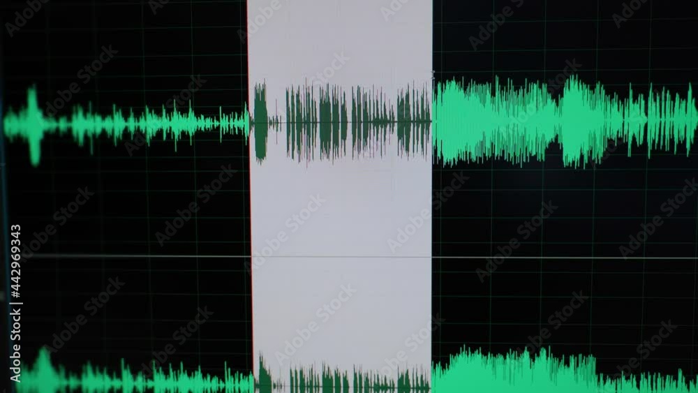 Audio sound post production process wave visualization. Professional ...