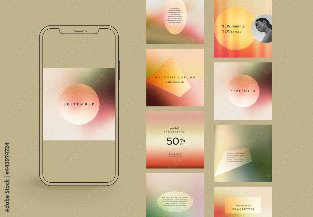 Social Media Post Layout in Earth Tone Colors Stock Template | Adobe Stock