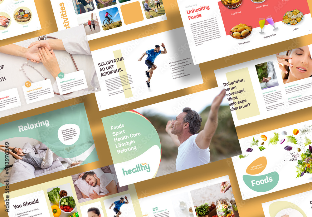 Healthy Living Presentation Layout Stock Template | Adobe Stock