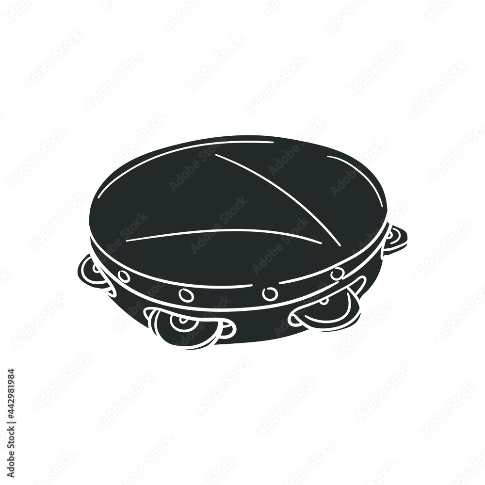 Tambourine Icon Silhouette Illustration. Music Instrument Vector ...