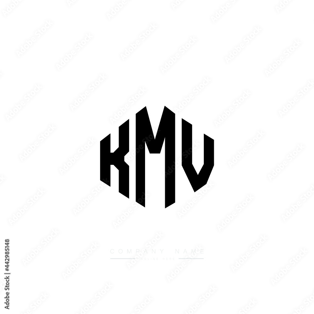 KMV letter logo design with polygon shape. KMV polygon logo monogram ...