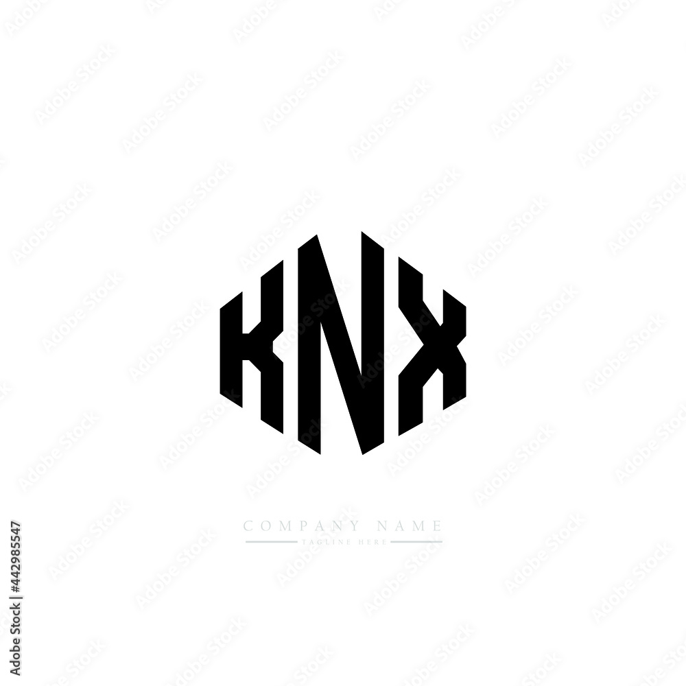 KNX letter logo design with polygon shape. KNX polygon logo monogram ...
