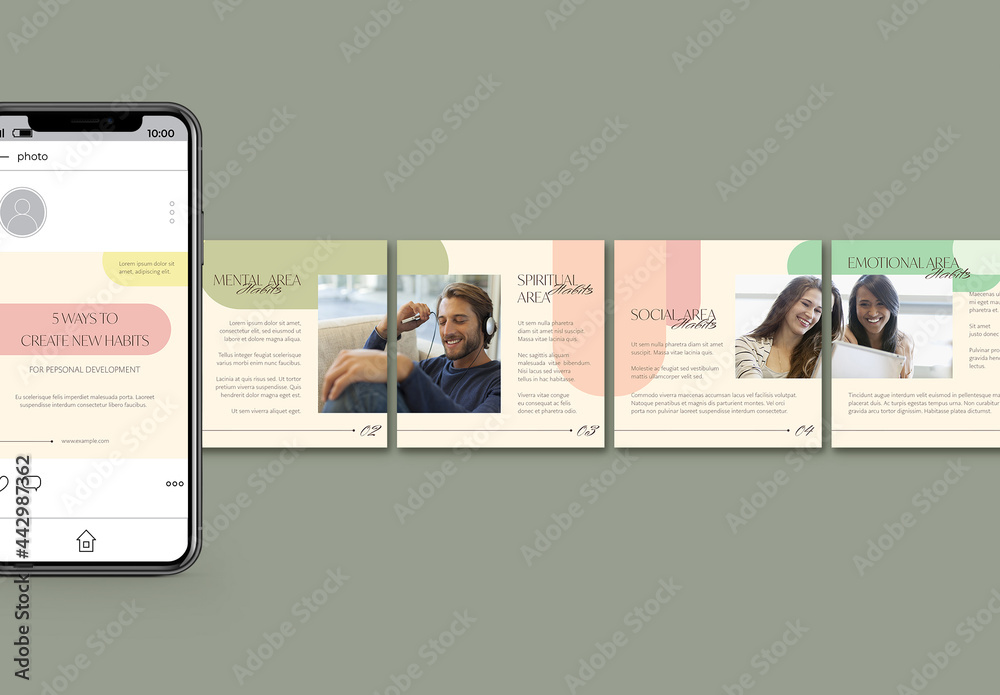 Personal Development Coaching Newsletter Announcement Carousel Layout ...