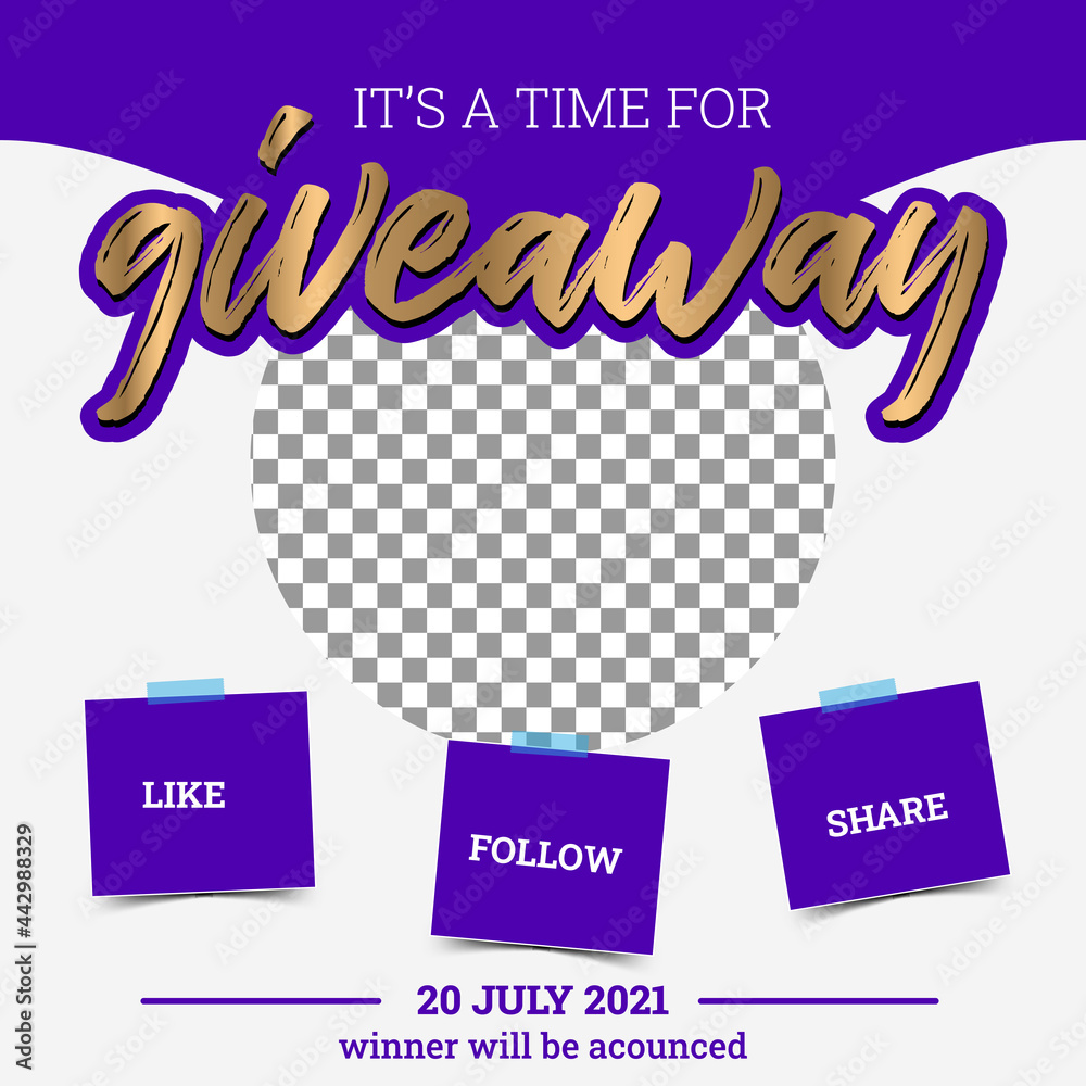 Giveaway poster template design for social media post or website banner ...