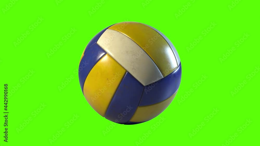 Side on view of a 3D Volleyball rolling from right to left. Standard ...