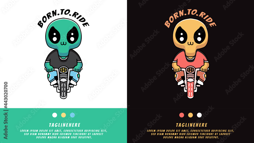 cartoon alien ride a bike in retro style. illustration for t shirt ...