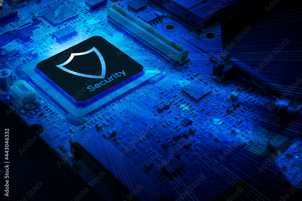 Privacy secure. Network security technology with computer processor ...