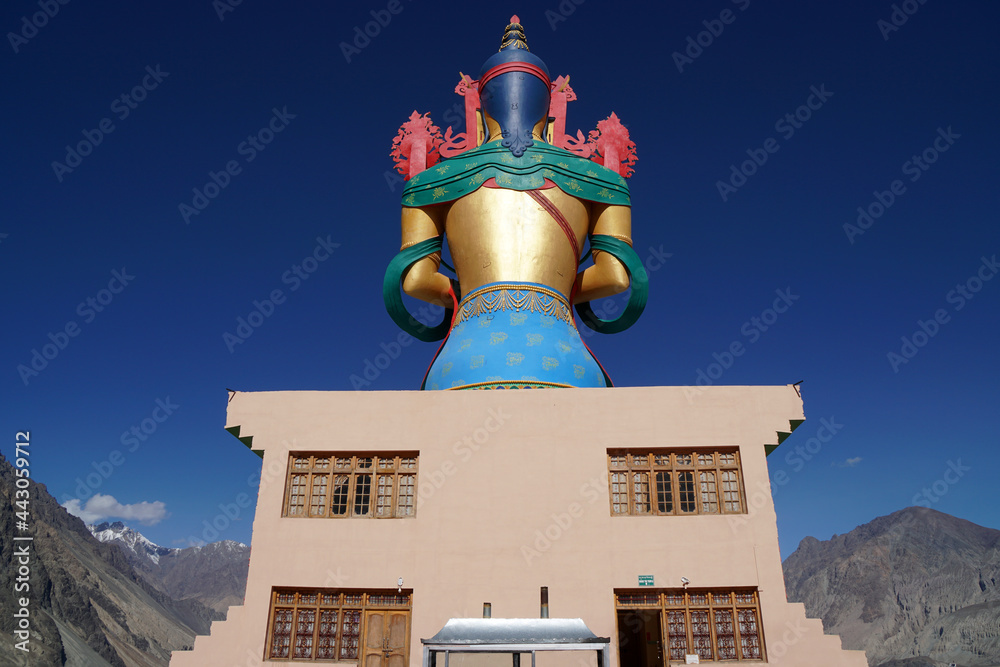 Sculpture Ancient Diskit Monastery also known as Diskit Gompa or Diskit ...