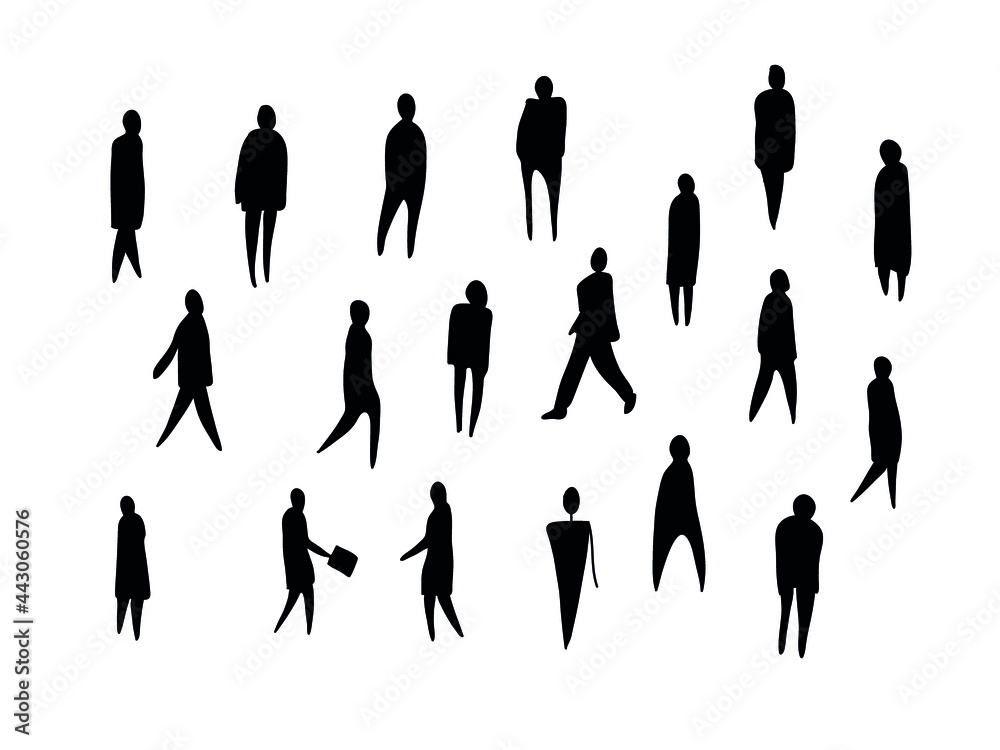 Vector illustration, Outline silhouettes of people, Contour drawing ...