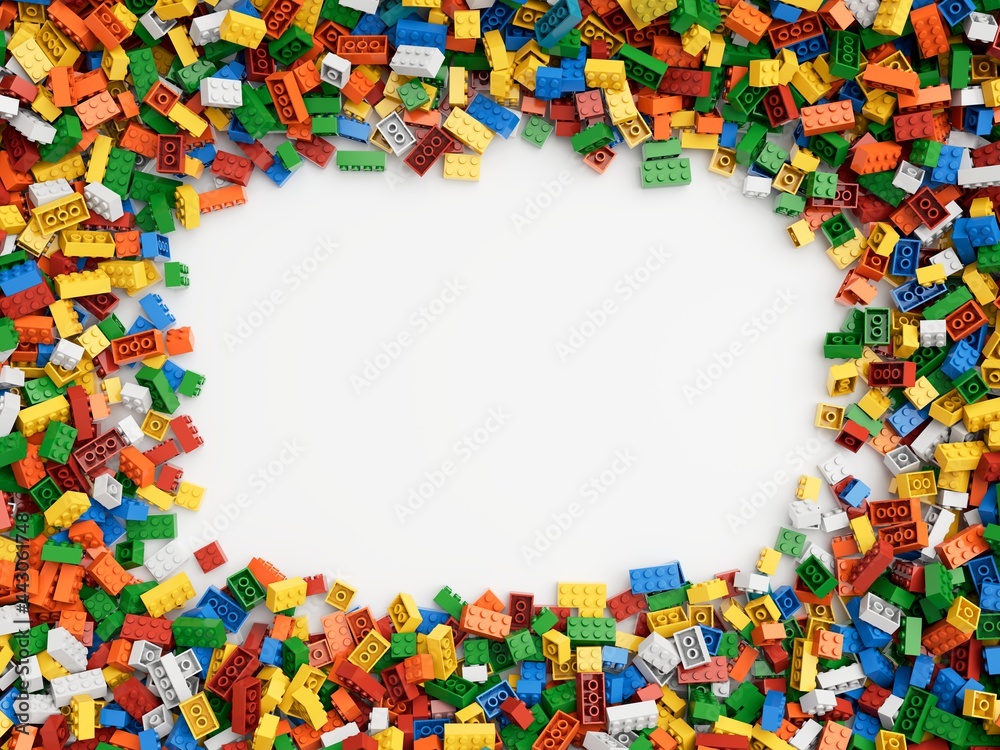 Colorful frame or brick border to fill with content 3D render Stock ...