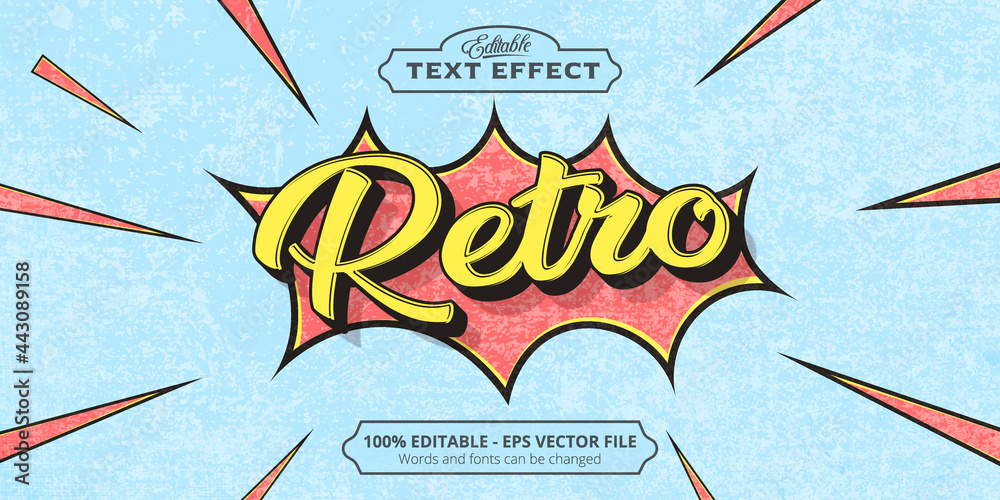 Retro text, editable text effect Stock Vector | Adobe Stock