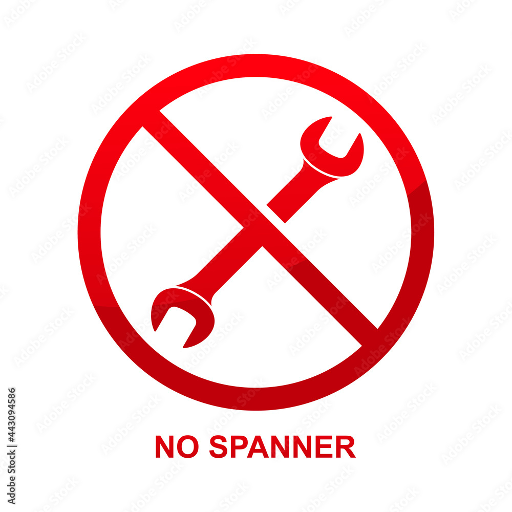 No spanner sign isolated on white background vector illustration. Stock ...