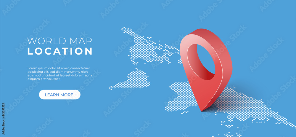 Navigator 3D isometric pin location checking on global world map ...